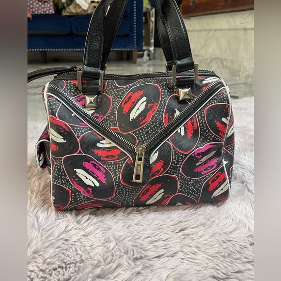 L.A.M.B. | Bags | Lamb Graffiti Black Pink Red Kiss Lips Handbag Gwen ...